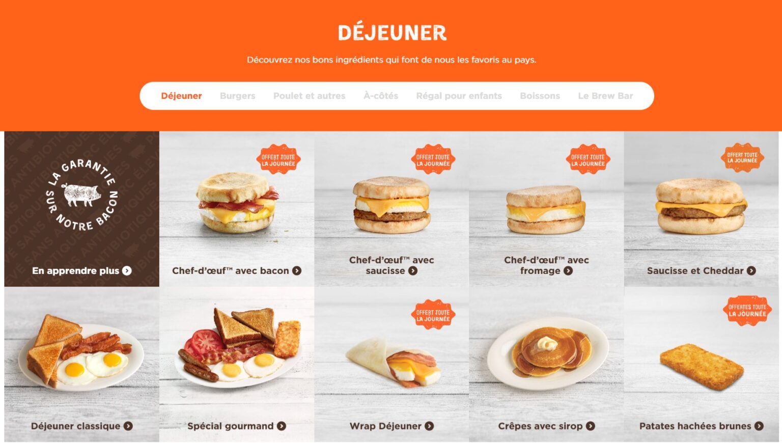 A et W Menu Prix Québec