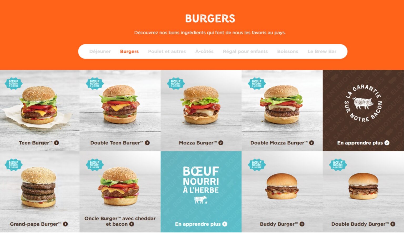 A et W Menu Prix Québec