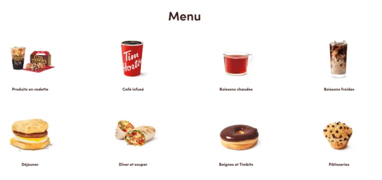 Tim Hortons Menu Québec