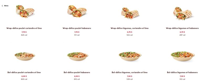 Tim Hortons Menu Québec