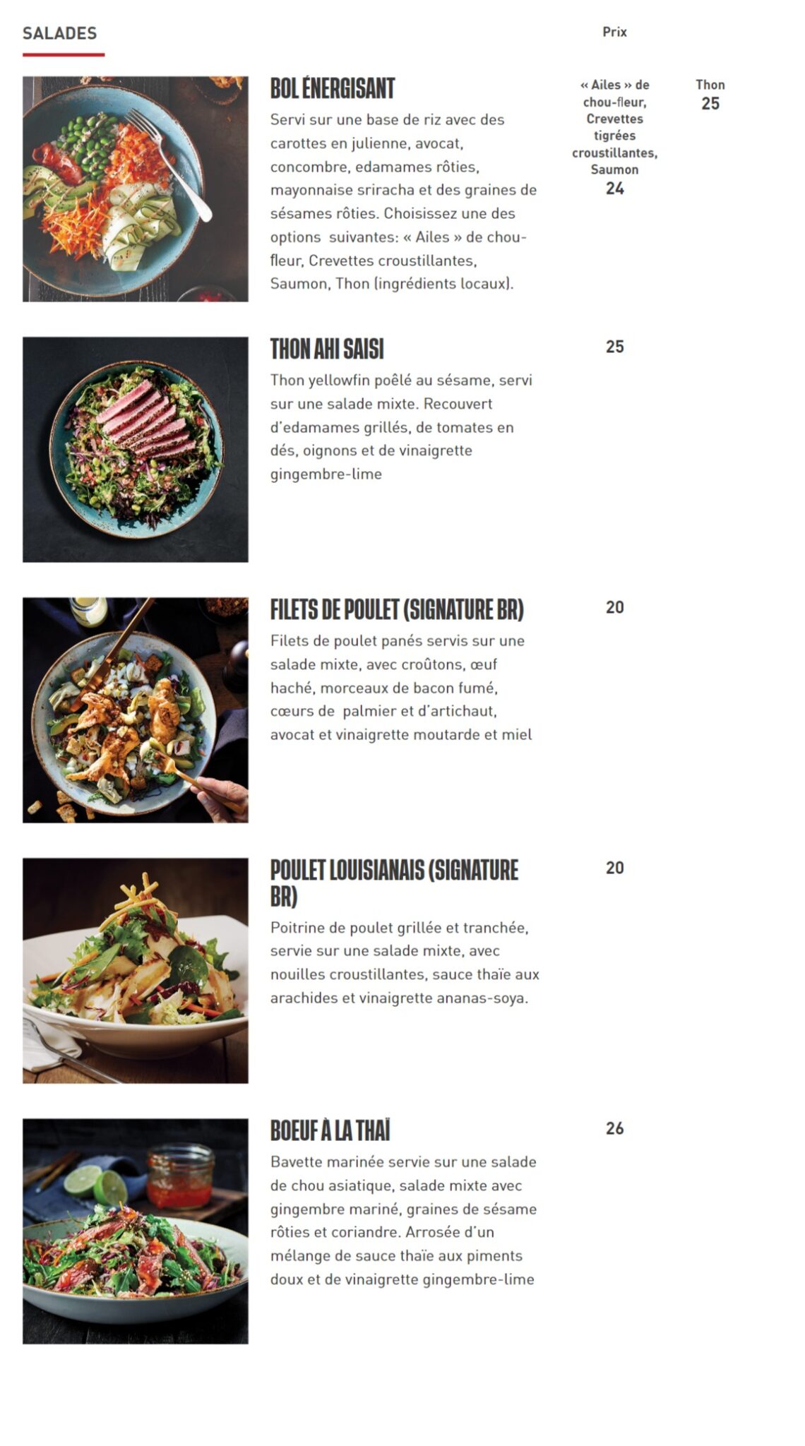 Bâton Rouge Menu Québec