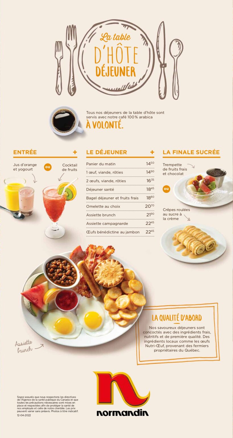 Normandin Menu Prix Québec