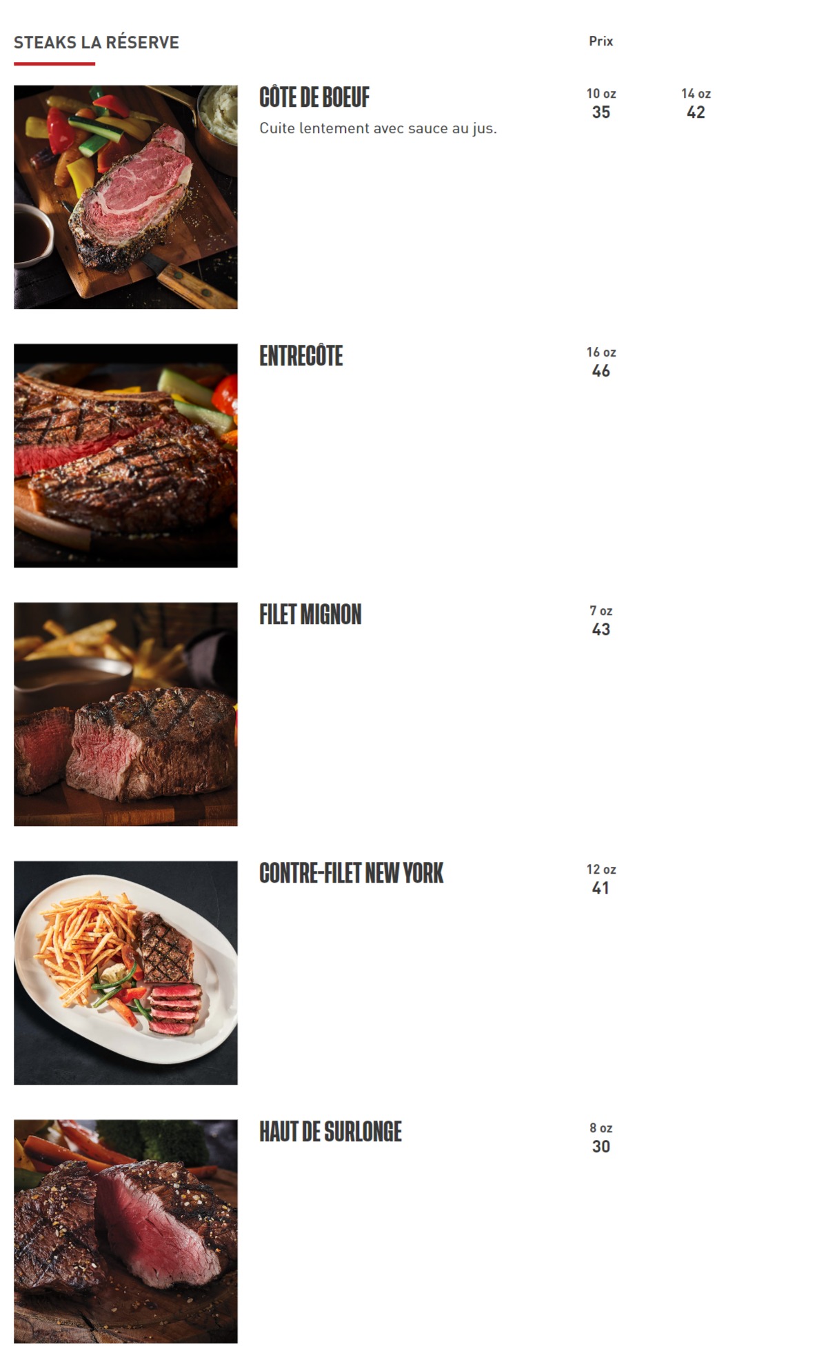 Bâton Rouge Menu Québec