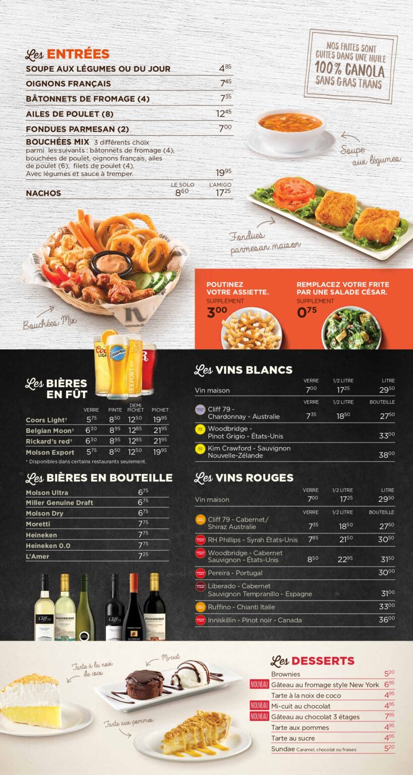 Normandin Menu Prix Québec