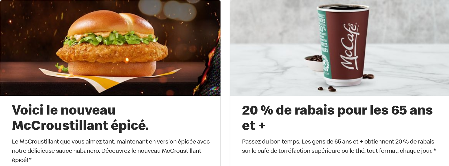 McDonald’s coupons et promotions Québec